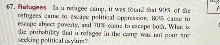 Solved 57. Refugees In a refugee camp, it was found that 90% | Chegg.com