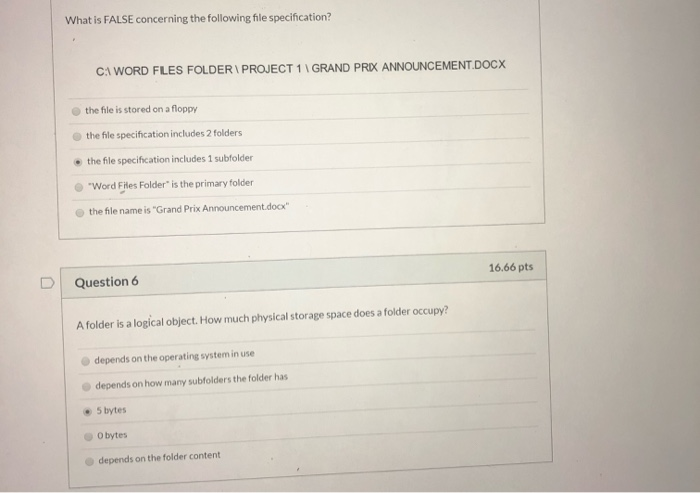 Solved What's a subfolder? a hidden folder a folder used in | Chegg.com