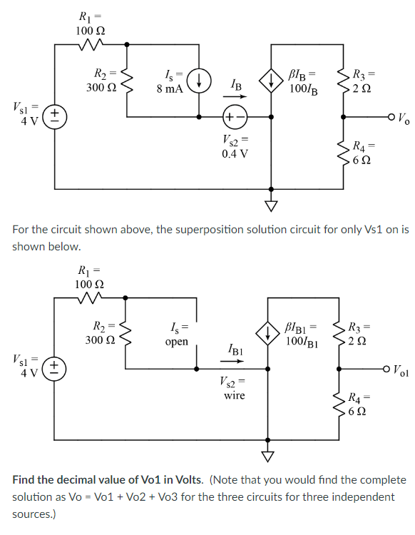 Solved For the circuit shown above, the superposition | Chegg.com