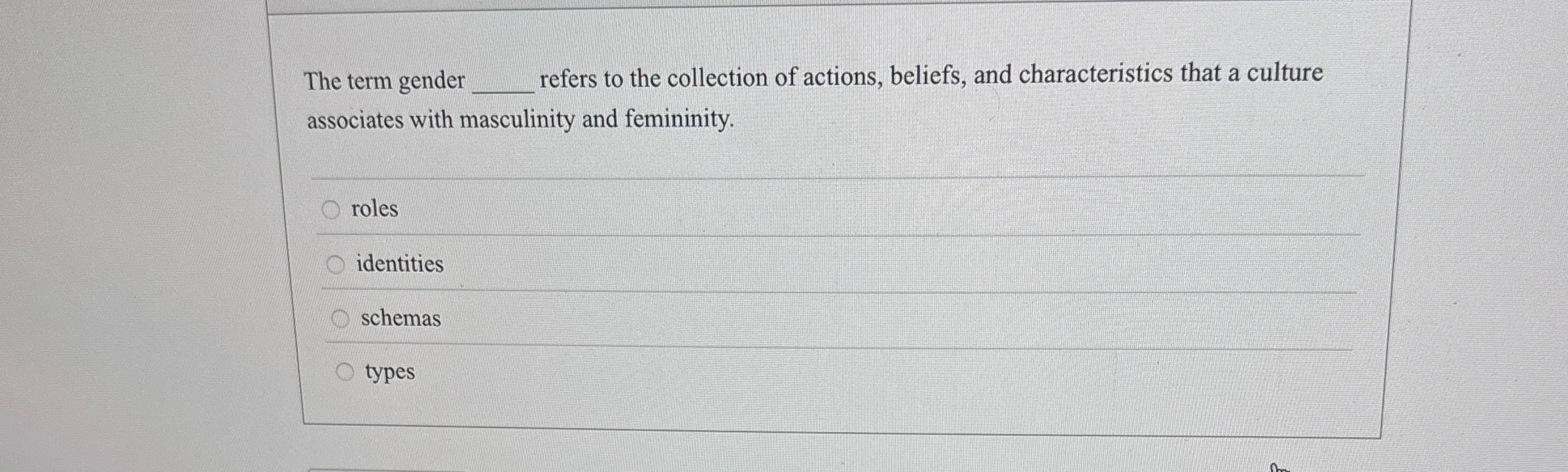 Solved The term gender q, ﻿efers to the collection of | Chegg.com