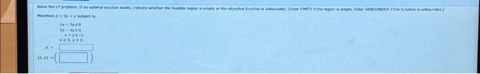 Solved Solve the LP problem. If no optimal solution exists, | Chegg.com