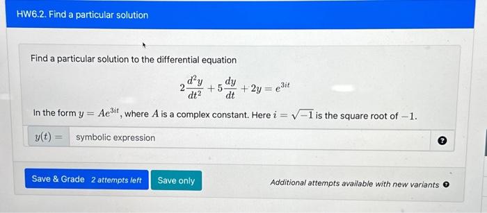 Solved Find a particular solution to the differential | Chegg.com