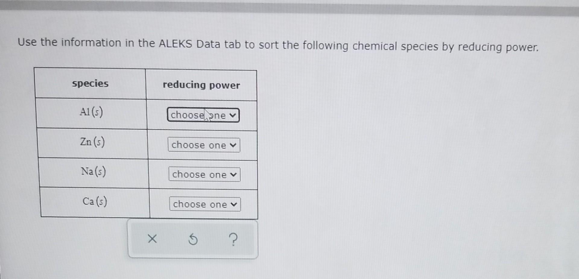 Solved Use the information in the ALEKS Data tab to sort the | Chegg.com