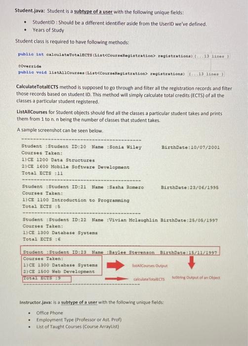 Solved Implementing A simple Student Course Registration | Chegg.com
