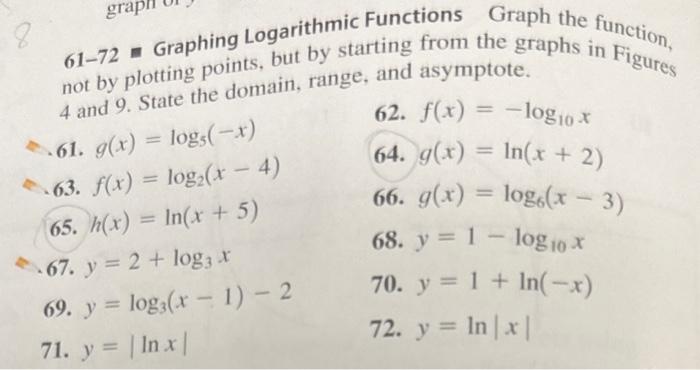 61 72 Graphing Logarithmic Functions Graph The 