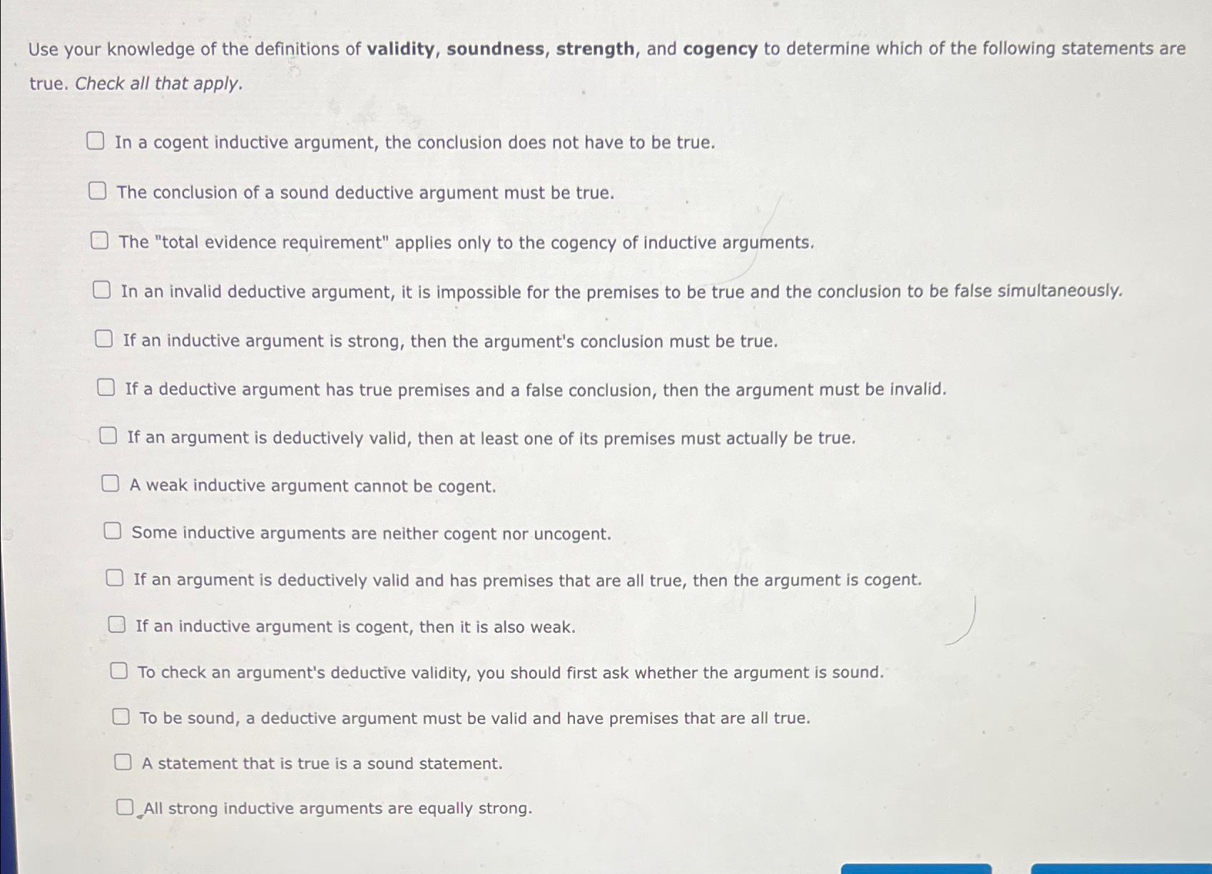 Solved Use your knowledge of the definitions of validity, | Chegg.com
