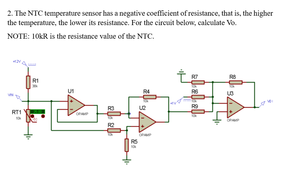 The NTC temperature sensor has a negative coefficient | Chegg.com