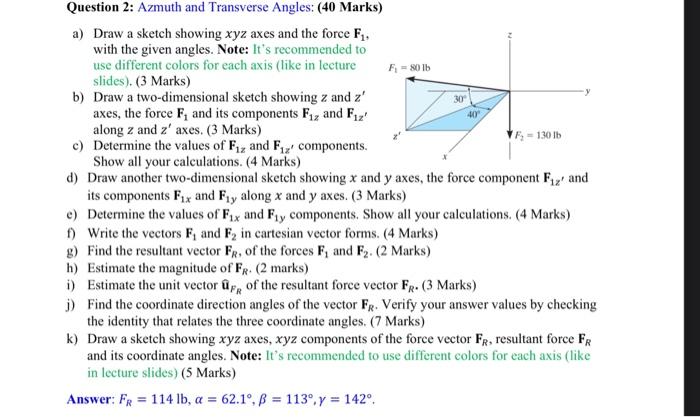 Solved Question 2: Azmuth and Transverse Angles: (40 Marks) | Chegg.com