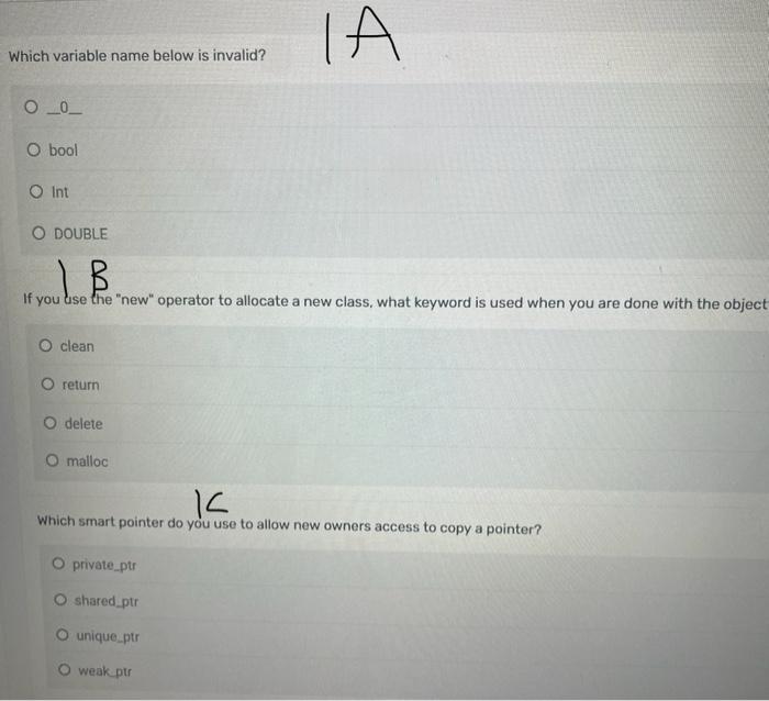 Solved IA Which variable name below is invalid? O_0__ O bool | Chegg.com