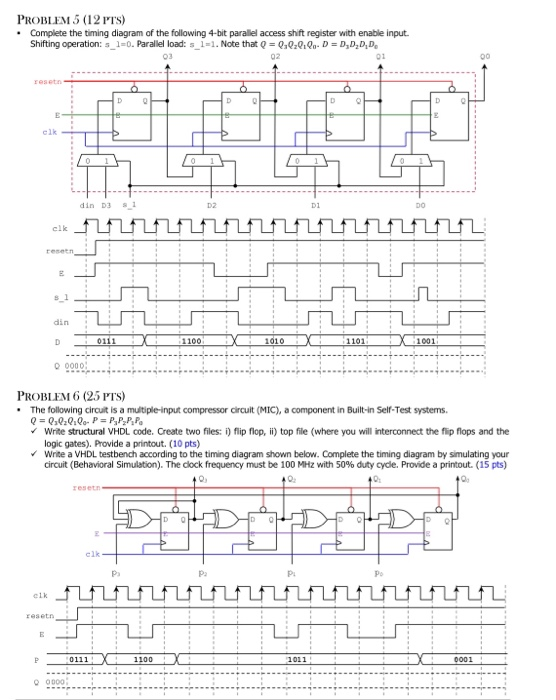 Solved PROBLEM 5 (12 PT's) • Complete the timing diagram of | Chegg.com