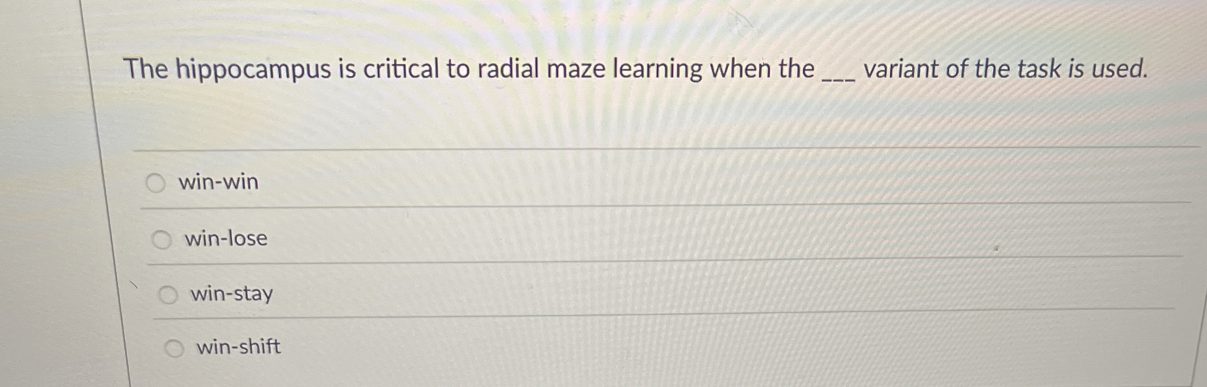 Solved The hippocampus is critical to radial maze learning | Chegg.com