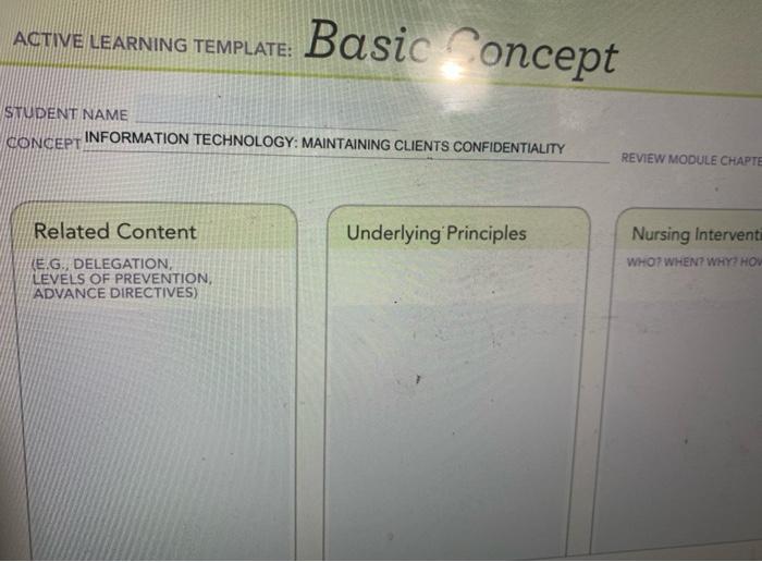 Solved ACTIVE LEARNING TEMPLATE: Basic Concept STUDENT NAME | Chegg.com