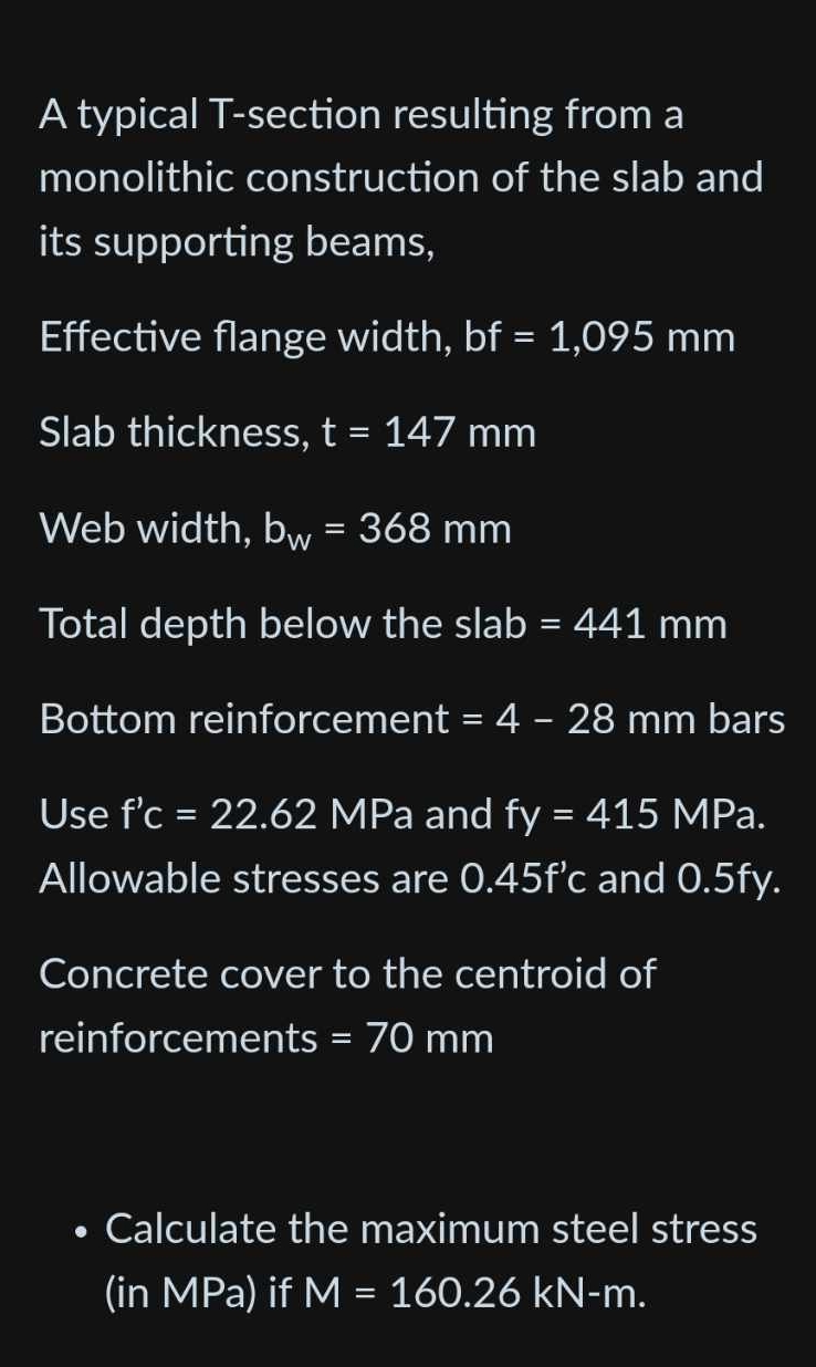 Solved A typical T-section resulting from a monolithic | Chegg.com