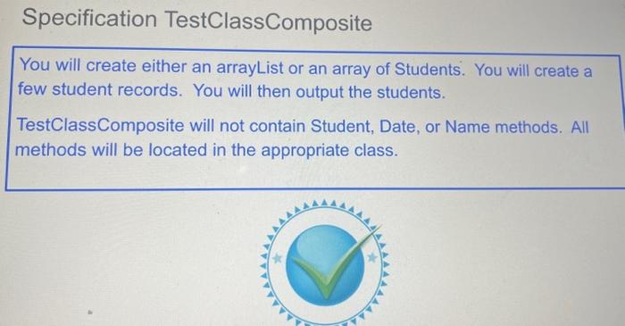 Solved Specifications You will create the following classes; | Chegg.com