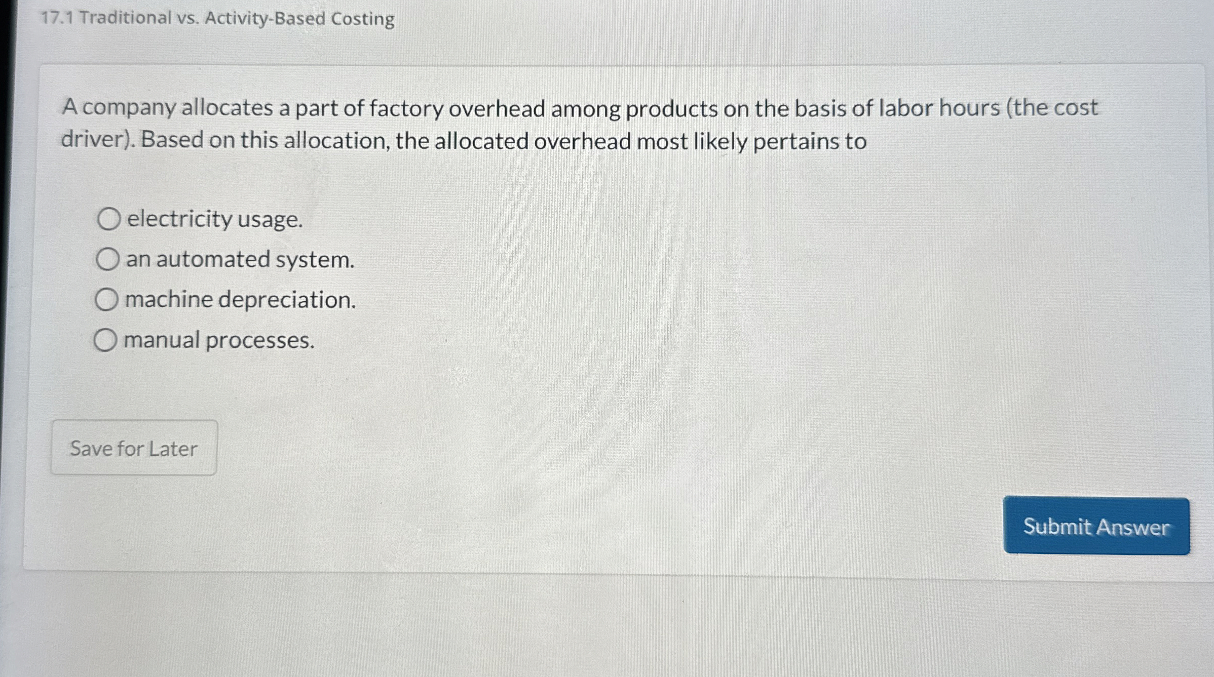 Solved 17 1 ﻿traditional Vs ﻿activity Based Costinga