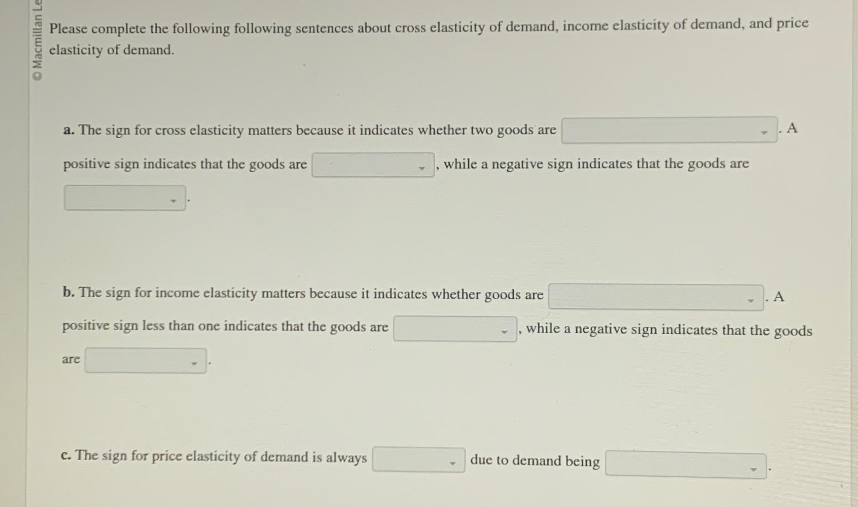 Solved Please complete the following following sentences | Chegg.com