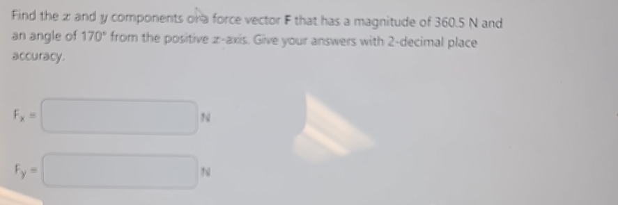 Solved Find the x ﻿and y ﻿components ord force vector F | Chegg.com