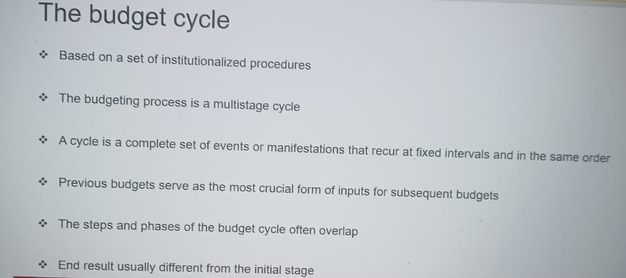 Solved The budget cycleBased on a set of institutionalized | Chegg.com