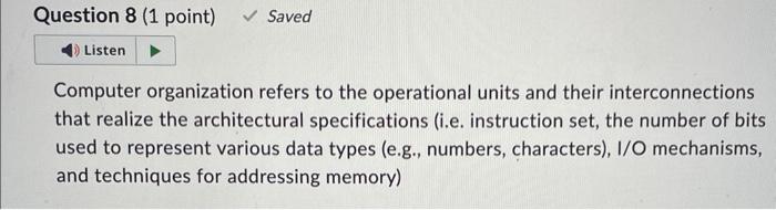 Solved Control unit: Controls the operation of the CPU. True | Chegg.com