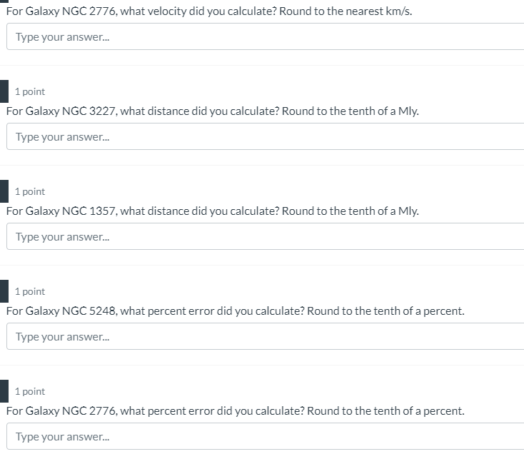 Solved 1 ﻿pointFor Galaxy NGC 3227, ﻿what distance did you | Chegg.com
