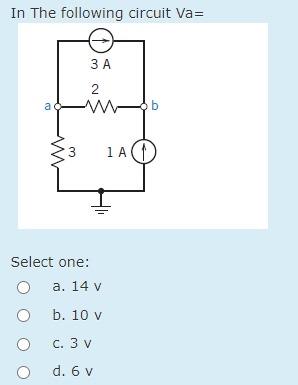 Solved In The following circuit Va=Select | Chegg.com