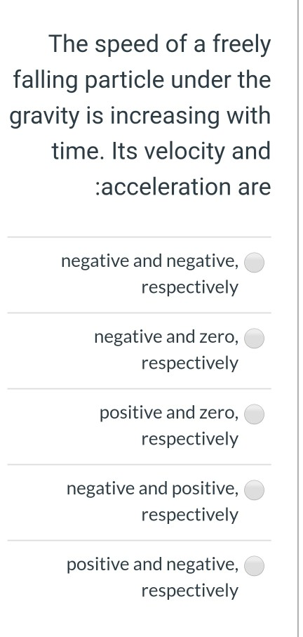 Solved The Speed Of A Freely Falling Particle Under The