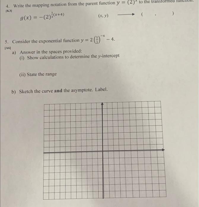 Solved to the transformed 4. Write the mapping notation from | Chegg.com