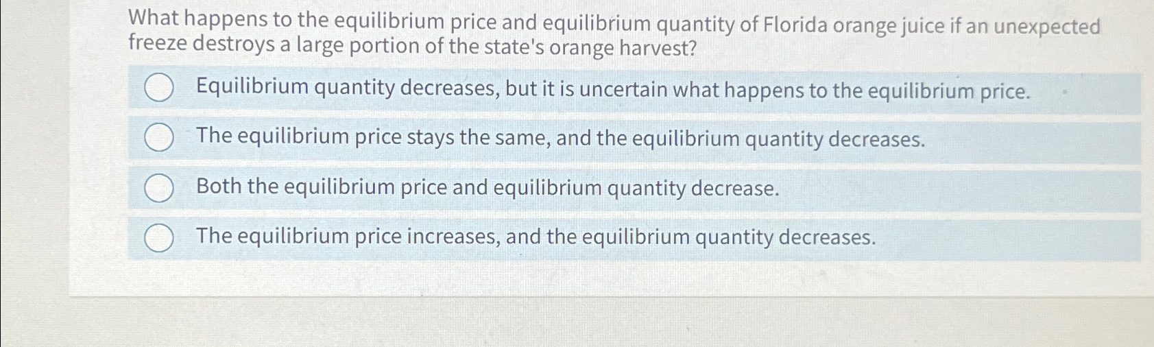Solved What happens to the equilibrium price and equilibrium | Chegg.com