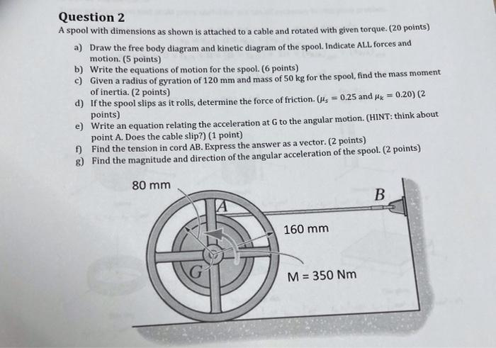 Solved Question 2 A spool with dimensions as shown is | Chegg.com