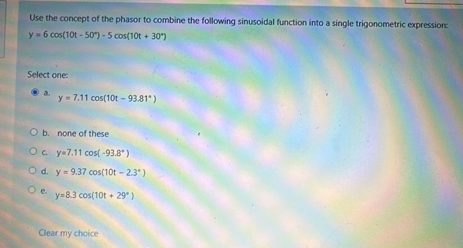 Solved Use the concept of the phasor to combine the | Chegg.com