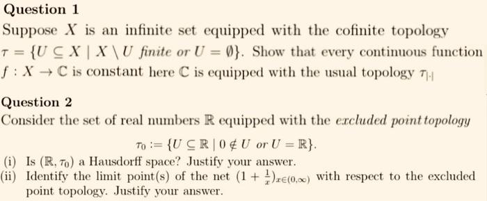 Solved Question 1 Suppose X is an infinite set equipped with | Chegg.com