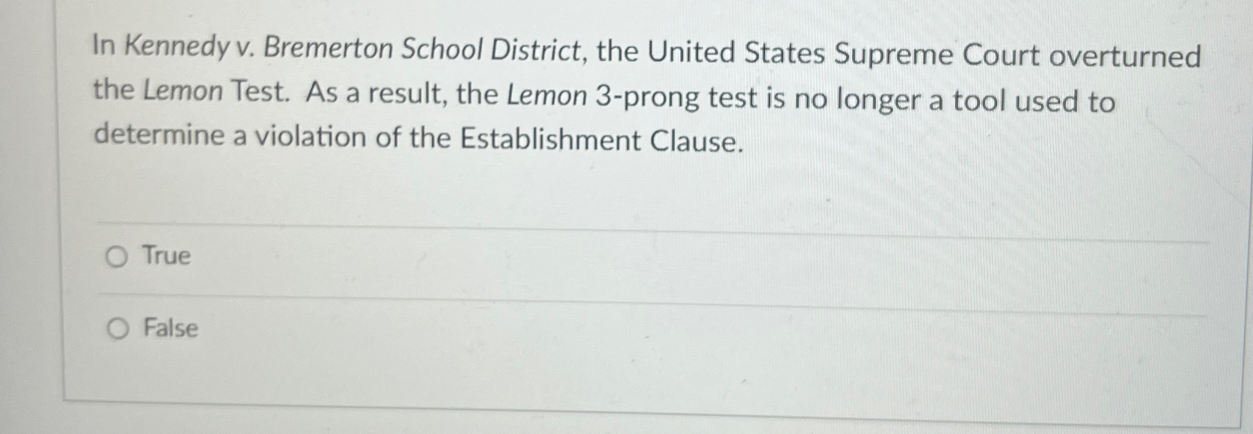 Solved In Kennedy v. ﻿Bremerton School District, the United | Chegg.com