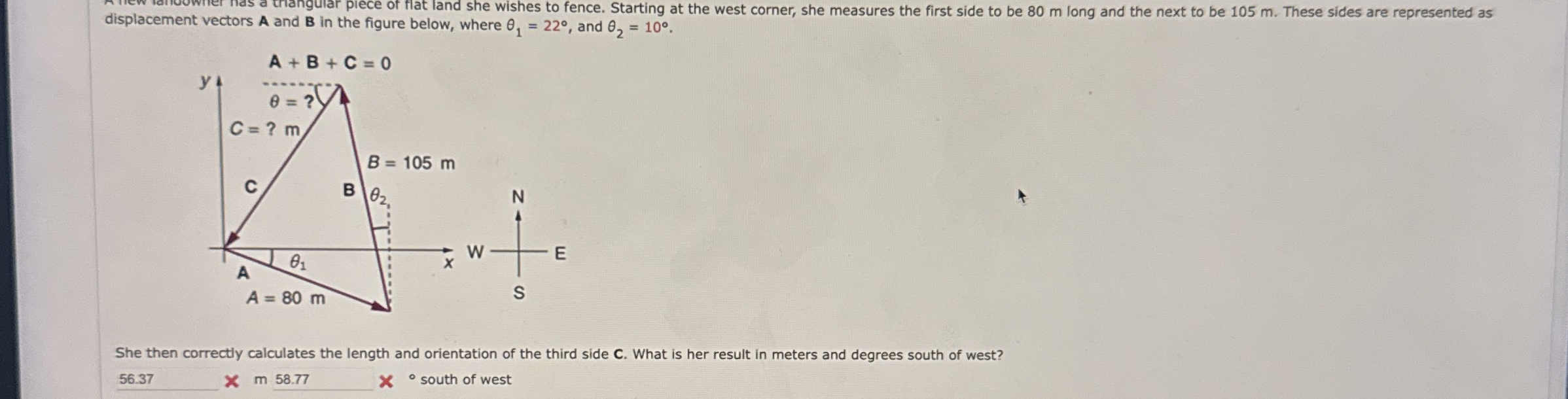 Solved displacement vectors A and B ﻿in the figure below, | Chegg.com