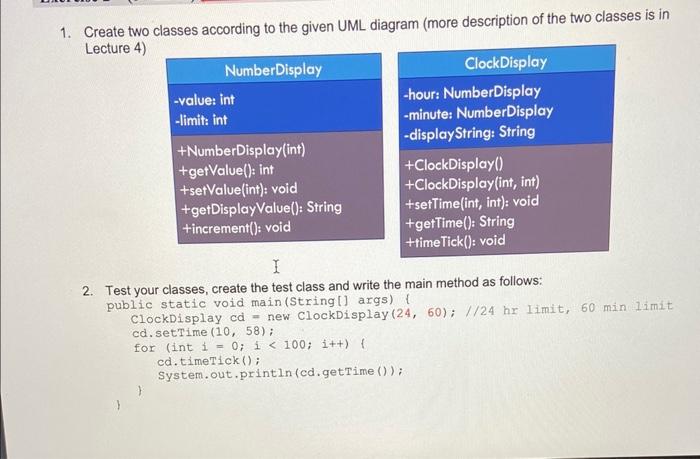 Solved 1. Create two classes according to the given UML | Chegg.com Solved 1. Create two classes according to the given UML | Chegg.com