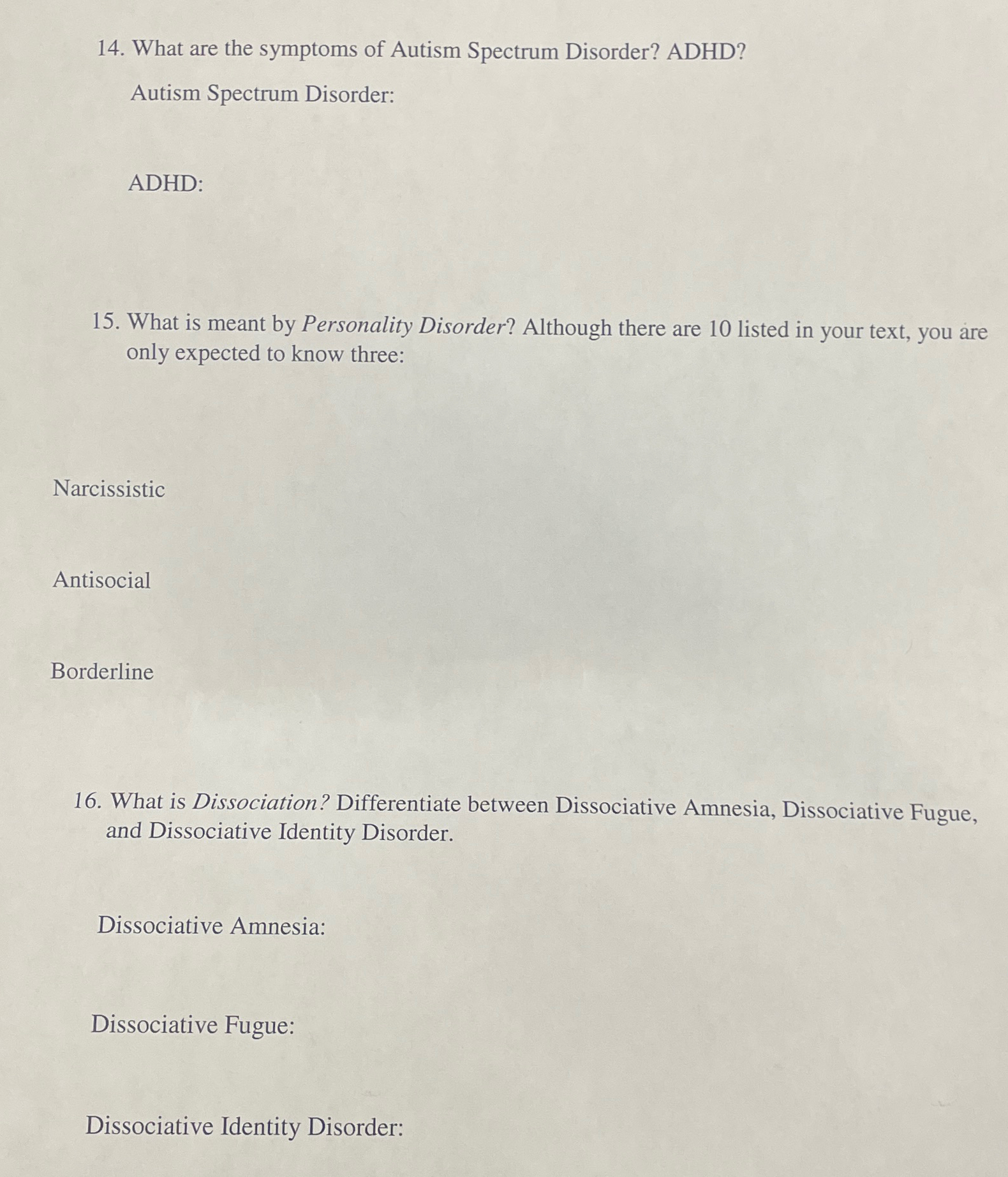 Solved What are the symptoms of Autism Spectrum Disorder? | Chegg.com