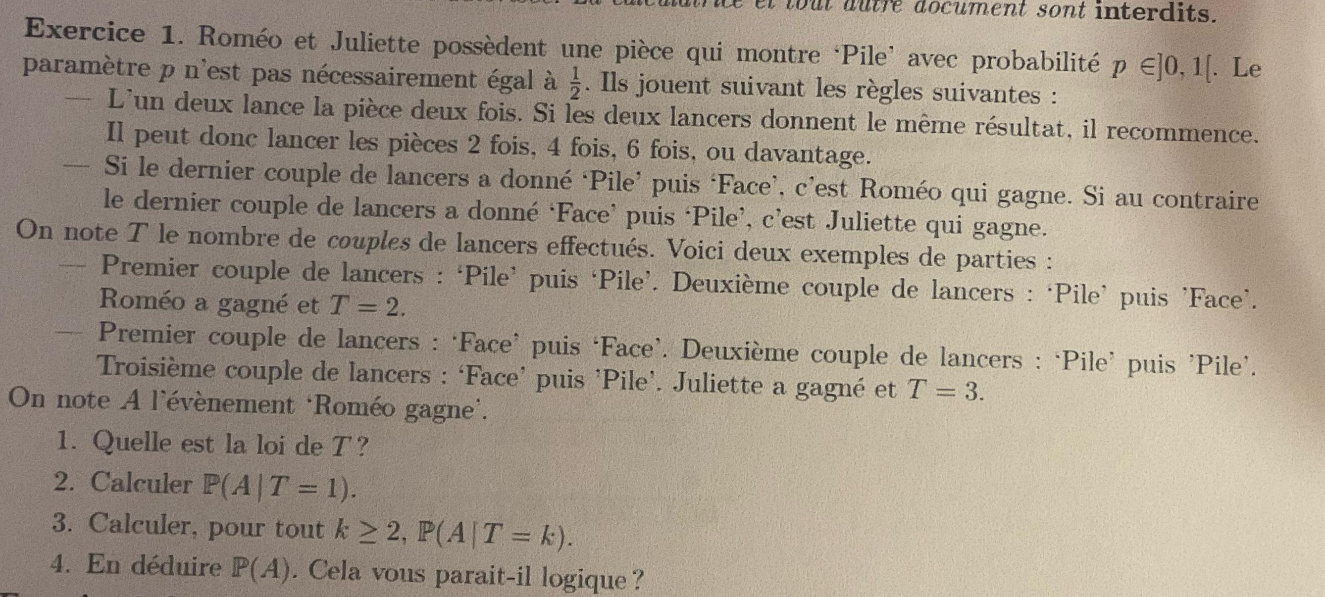 Solved Exercice 1. Roméo et Juliette possèdent une pièce | Chegg.com Solved Exercice 1. Roméo et Juliette possèdent une pièce | Chegg.com