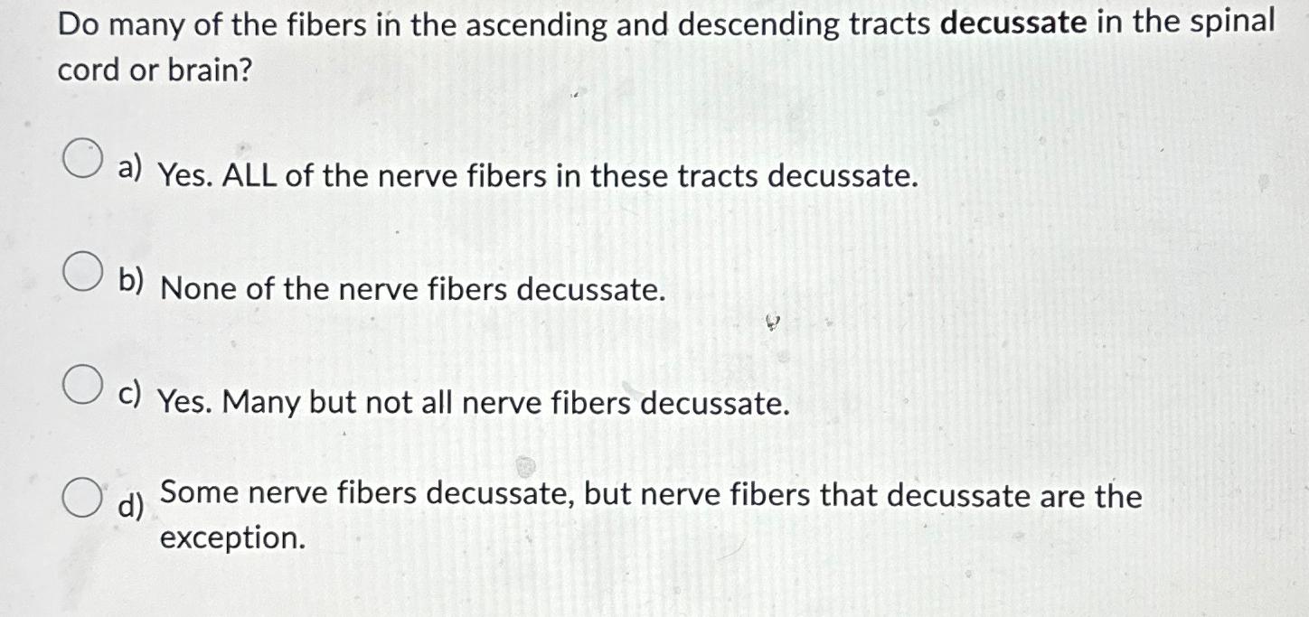 Solved Do many of the fibers in the ascending and descending | Chegg.com