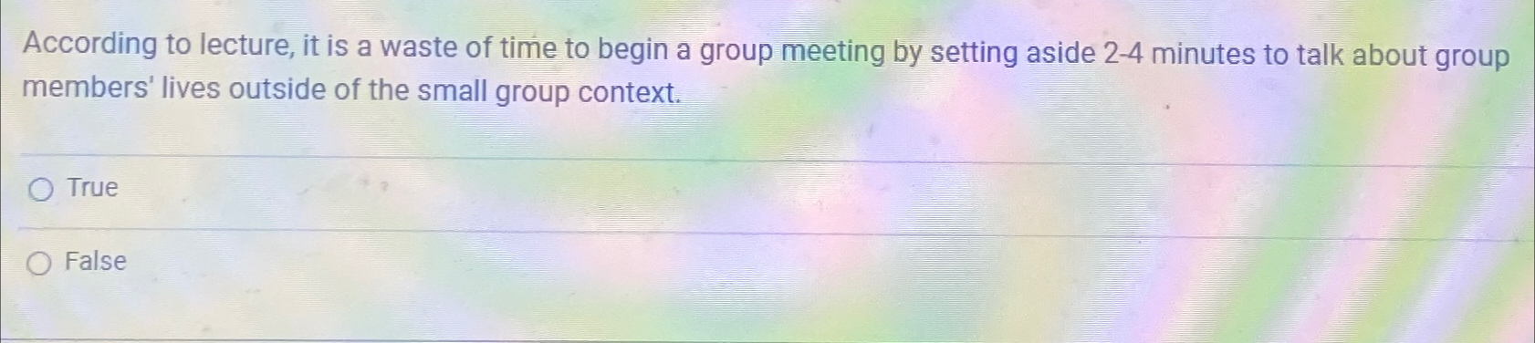 Solved According to lecture, it is a waste of time to begin | Chegg.com