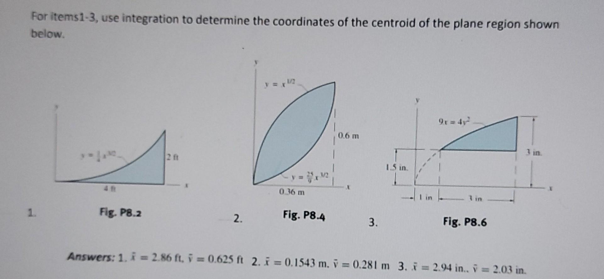 Solved For items1-3, use integration to determine the | Chegg.com