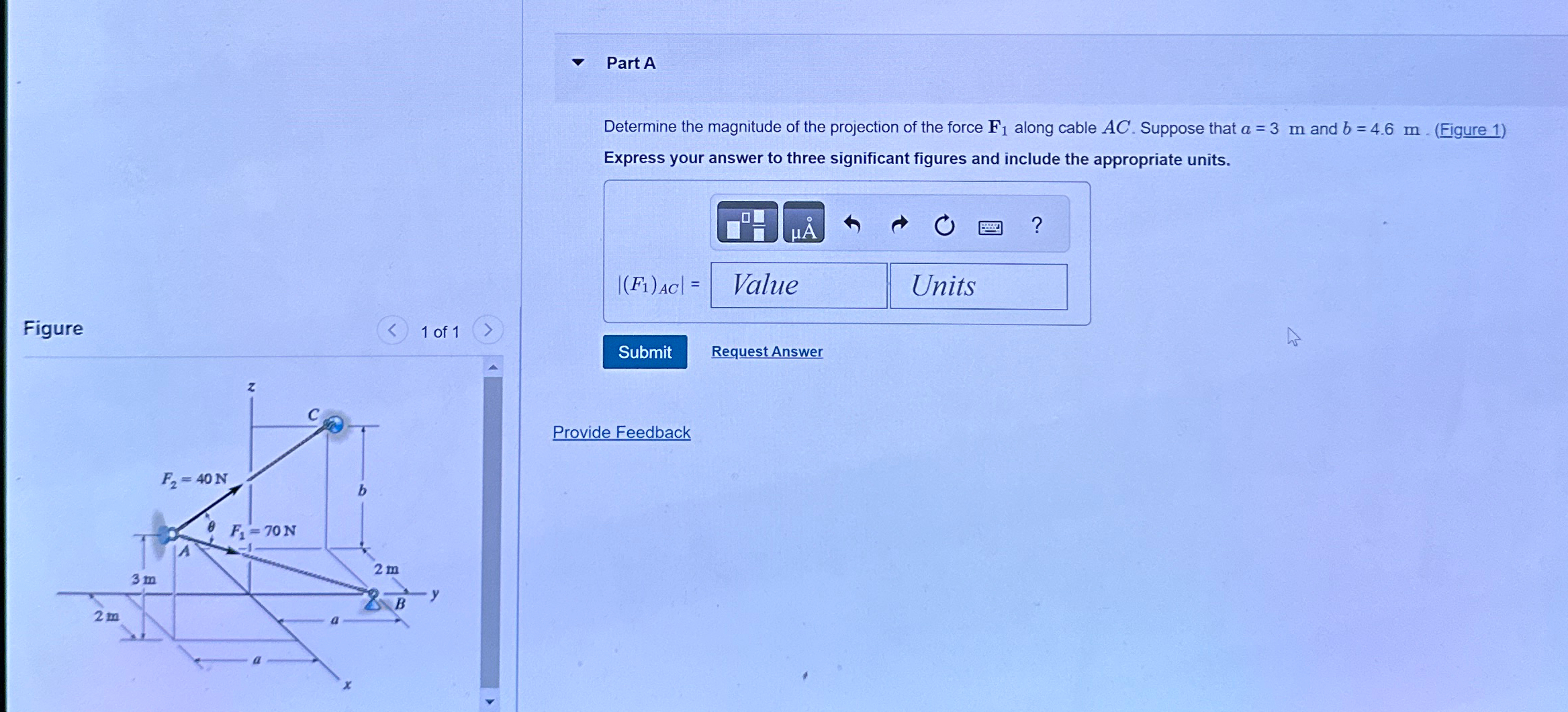 Solved Part Adetermine The Magnitude Of The Projection Of
