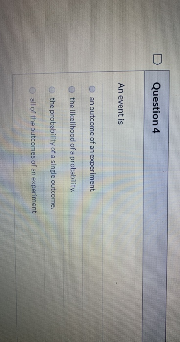 Solved Question 1 10 pts A listing of all possible outcomes | Chegg.com