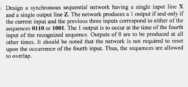 Solved Design a synchronous sequential network having a | Chegg.com