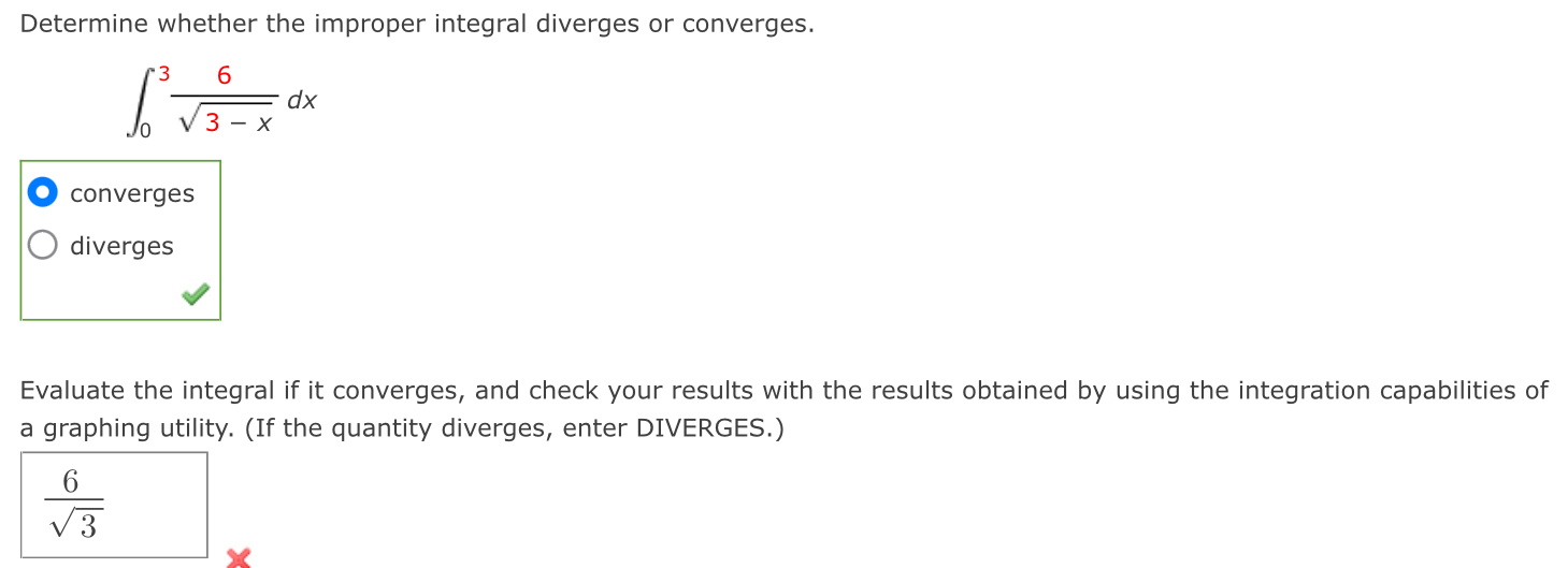 Solved Determine whether the improper integral diverges or | Chegg.com