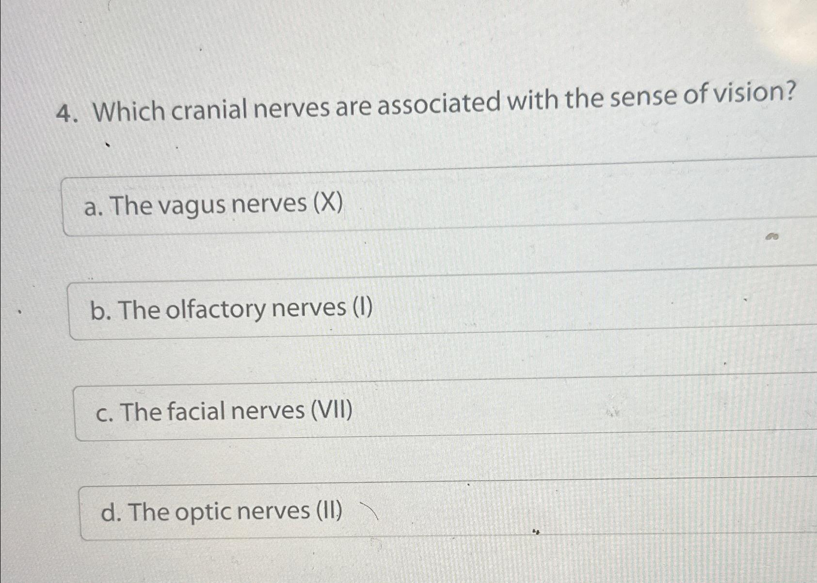 Solved Which cranial nerves are associated with the sense of | Chegg.com