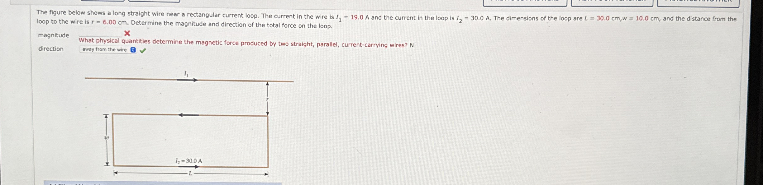 Solved loop to the wire is r=6.00cm. ﻿Determine the | Chegg.com