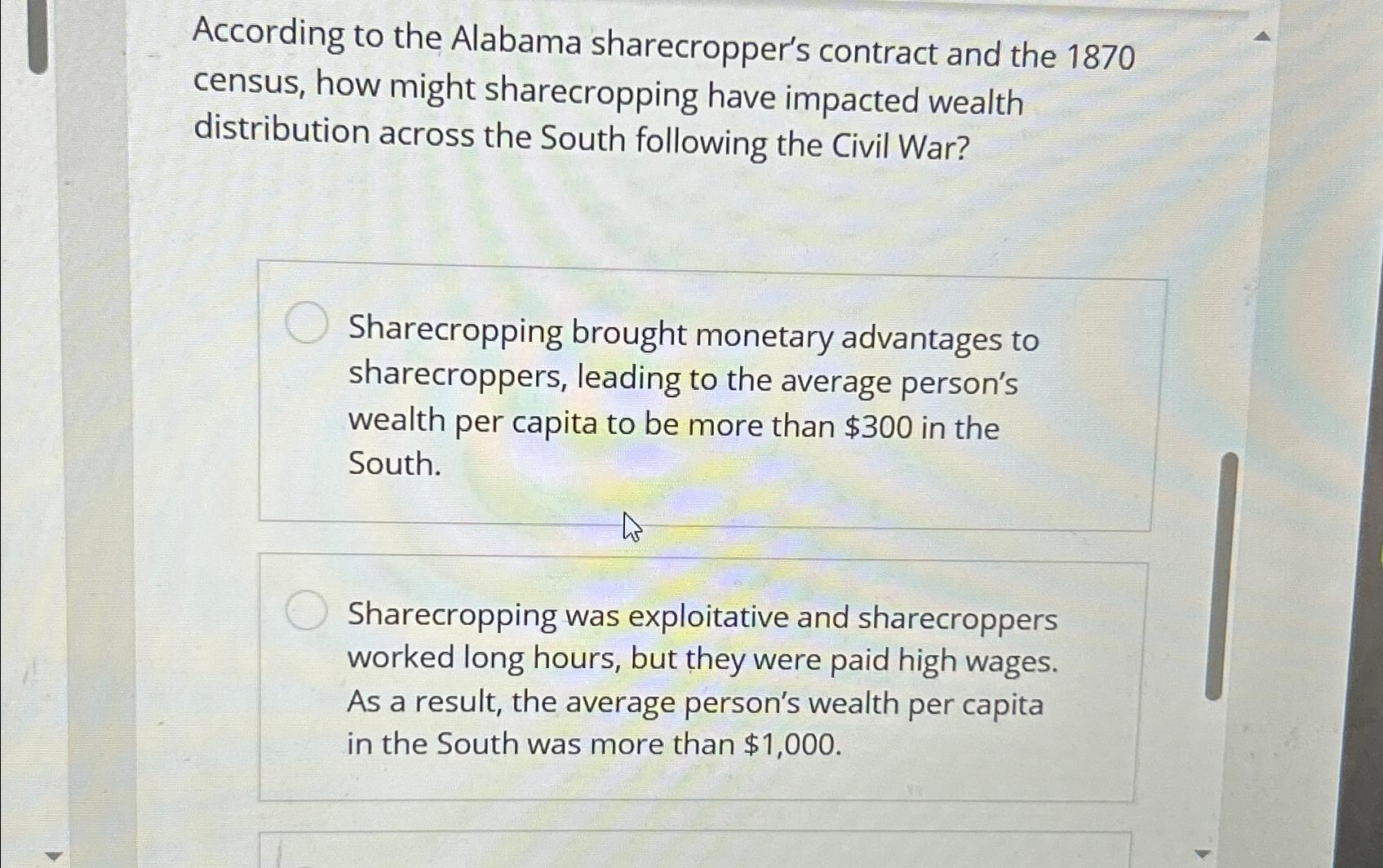 Solved According to the Alabama sharecropper's contract and | Chegg.com