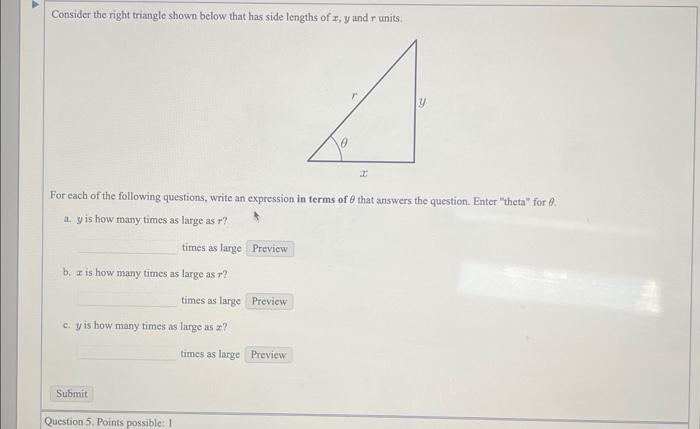 Solved Consider the right triangle shown below. The | Chegg.com