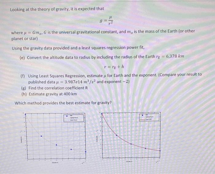 Solved Problem 1: Measurements of gravity above the Earth's | Chegg.com