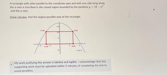 Solved A rectangle with sides parallel to the coordinate | Chegg.com