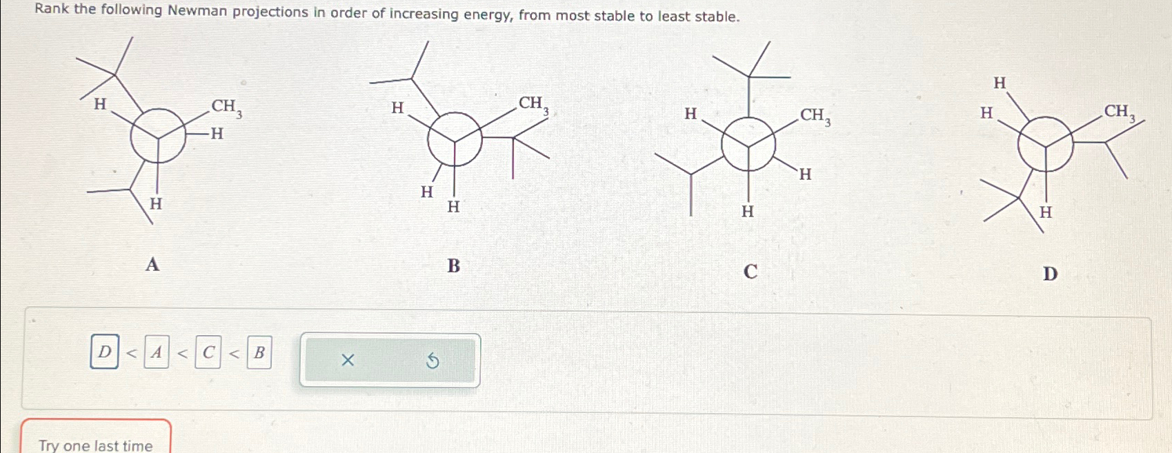 Solved Rank the following Newman projections in order of | Chegg.com